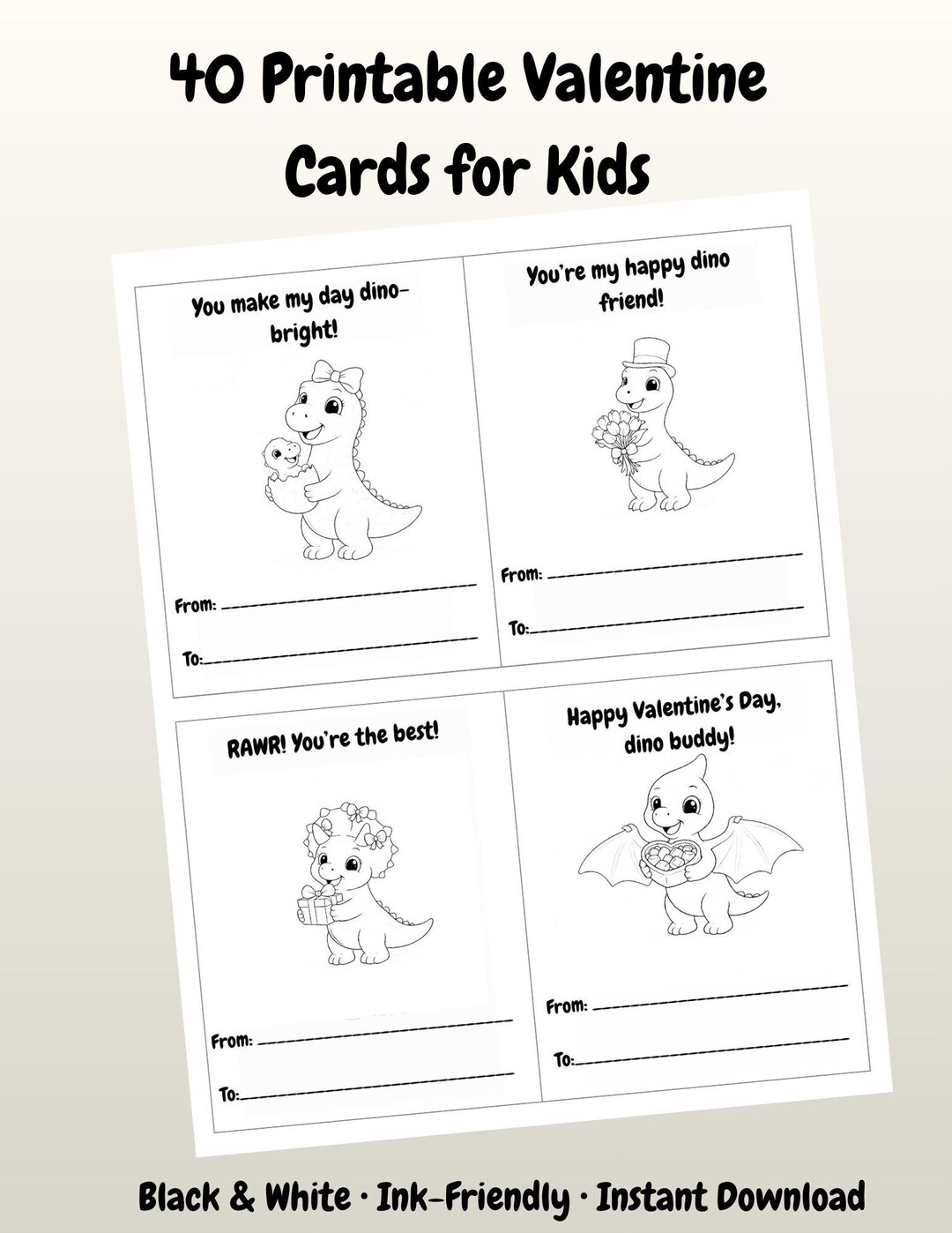 Dinosaur Valentine Cards for Kids | Printable Dino Valentines ...