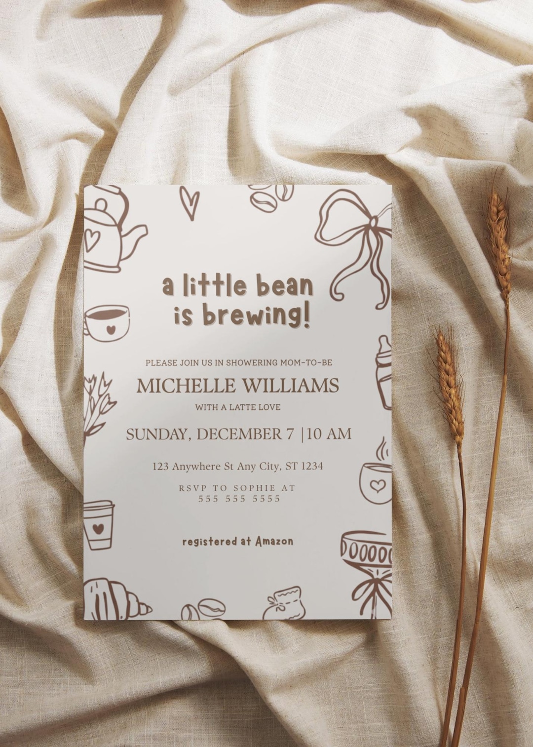 Coffee Baby Shower | A Little Bean is Brewing | Invitation Template - Etsy