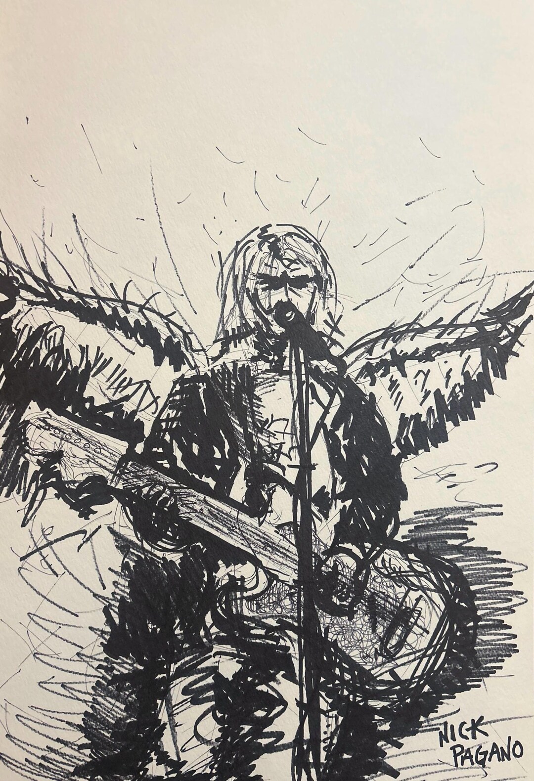 Original Ink Drawing – Reluctant Rockstar Music Illustration – One of a ...