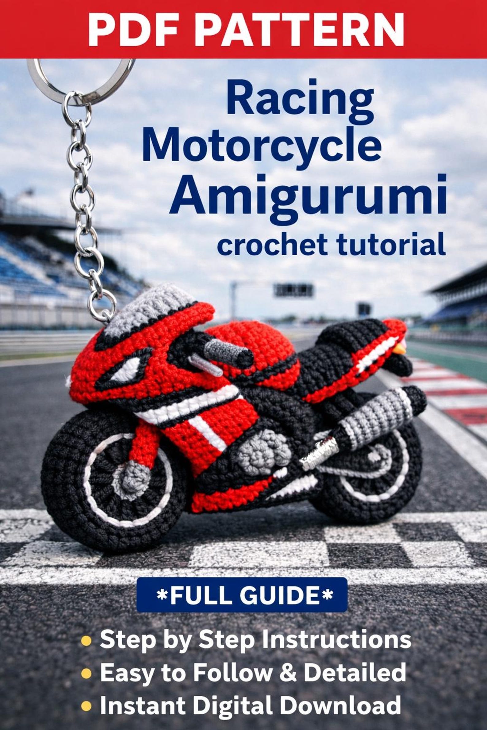 Motorcycle Amigurumi Pattern – Racing Sport Bike Crochet PDF Tutorial ...