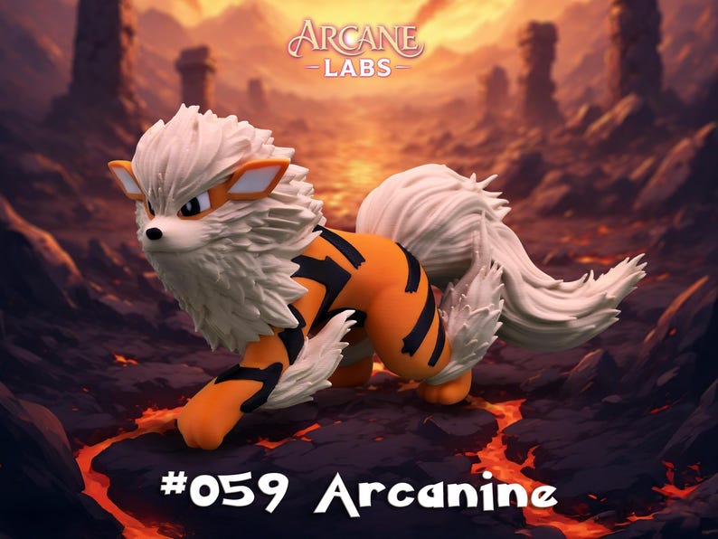 Arcanine Figure | 3D Printed Legendary Fire-type Canine Statue - Etsy