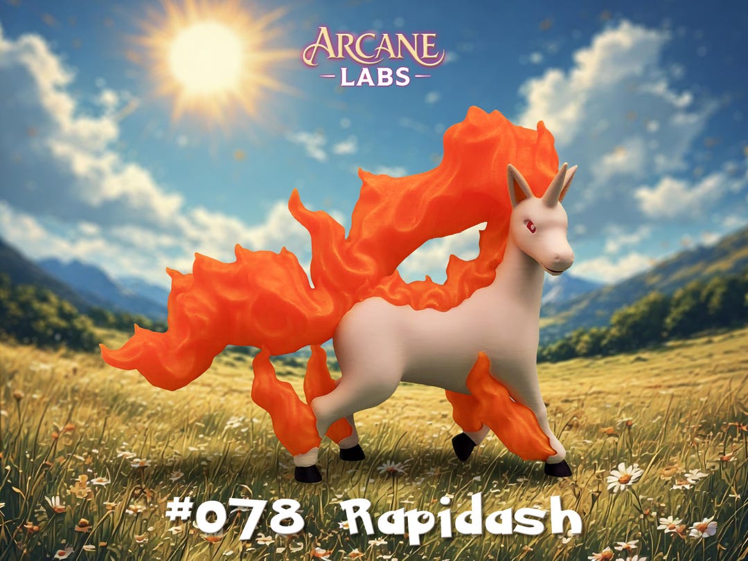 Rapidash Pokemon Figure | 3D Printed Fire-type Unicorn Collectible ...