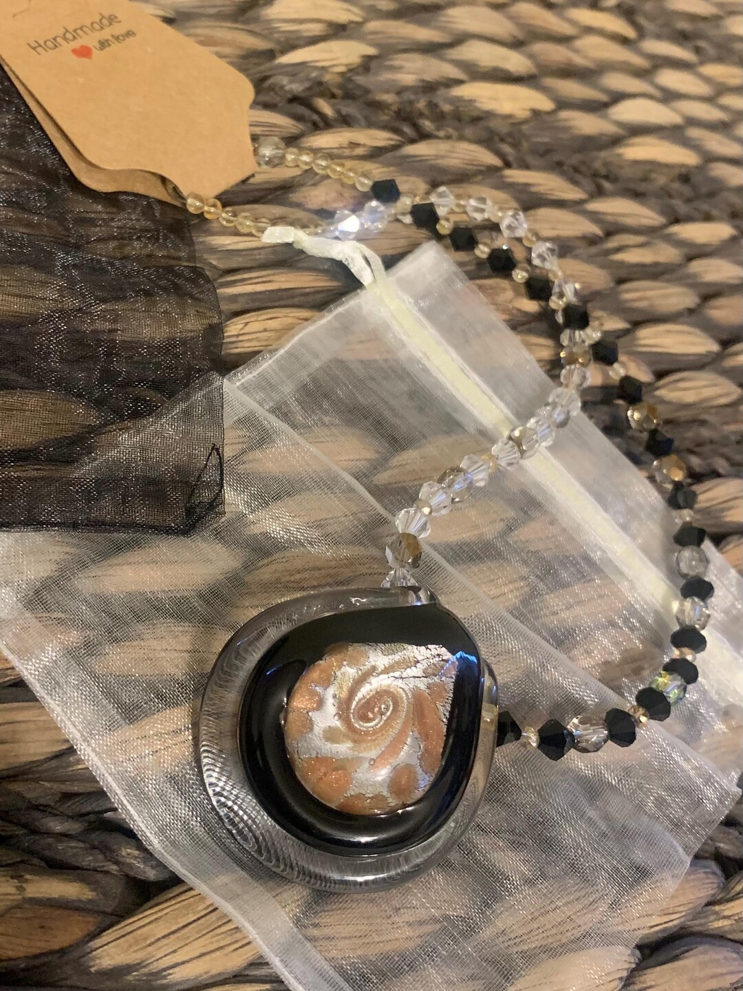Half and Half Monochrome Pendant Necklace - Etsy