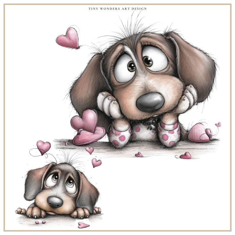Puppy Love Clipart PNG | Valentine Dog Illustrations | Sweet Romantic ...
