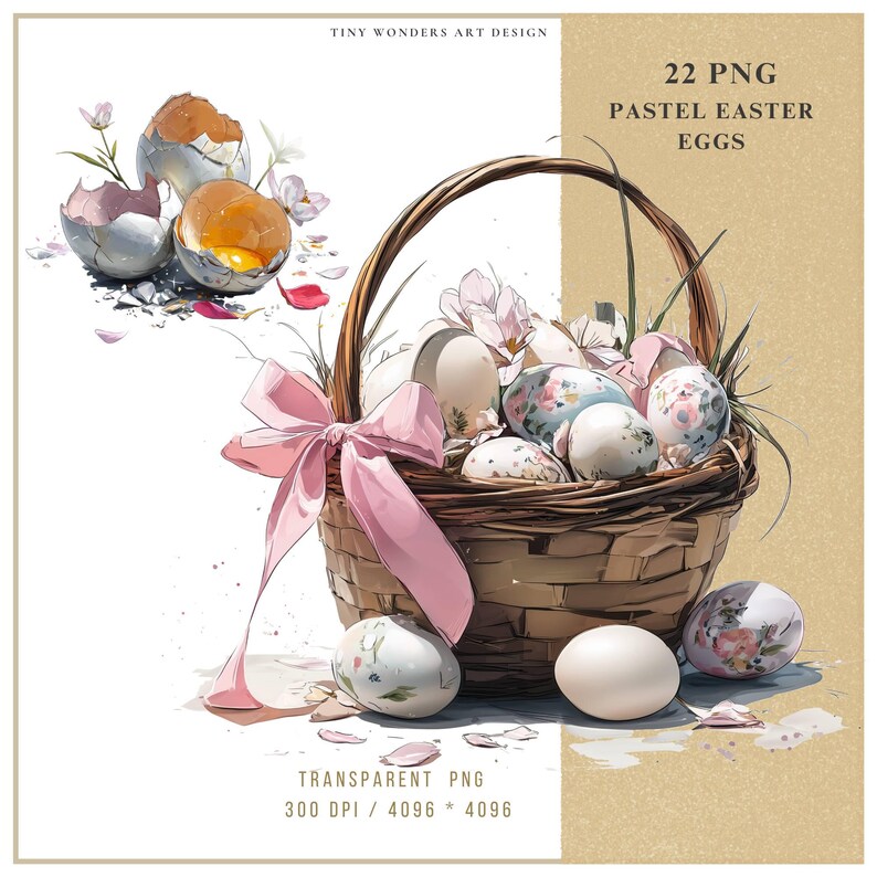 Pastel Easter Eggs Clipart Bundle – 22 Watercolor Egg PNG Files ...