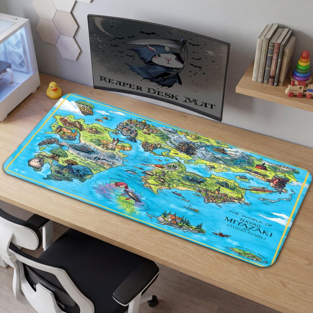 Studio Ghibli Map Desk Mat | Ghibli World Map Mouse Pad | Large Desk ...