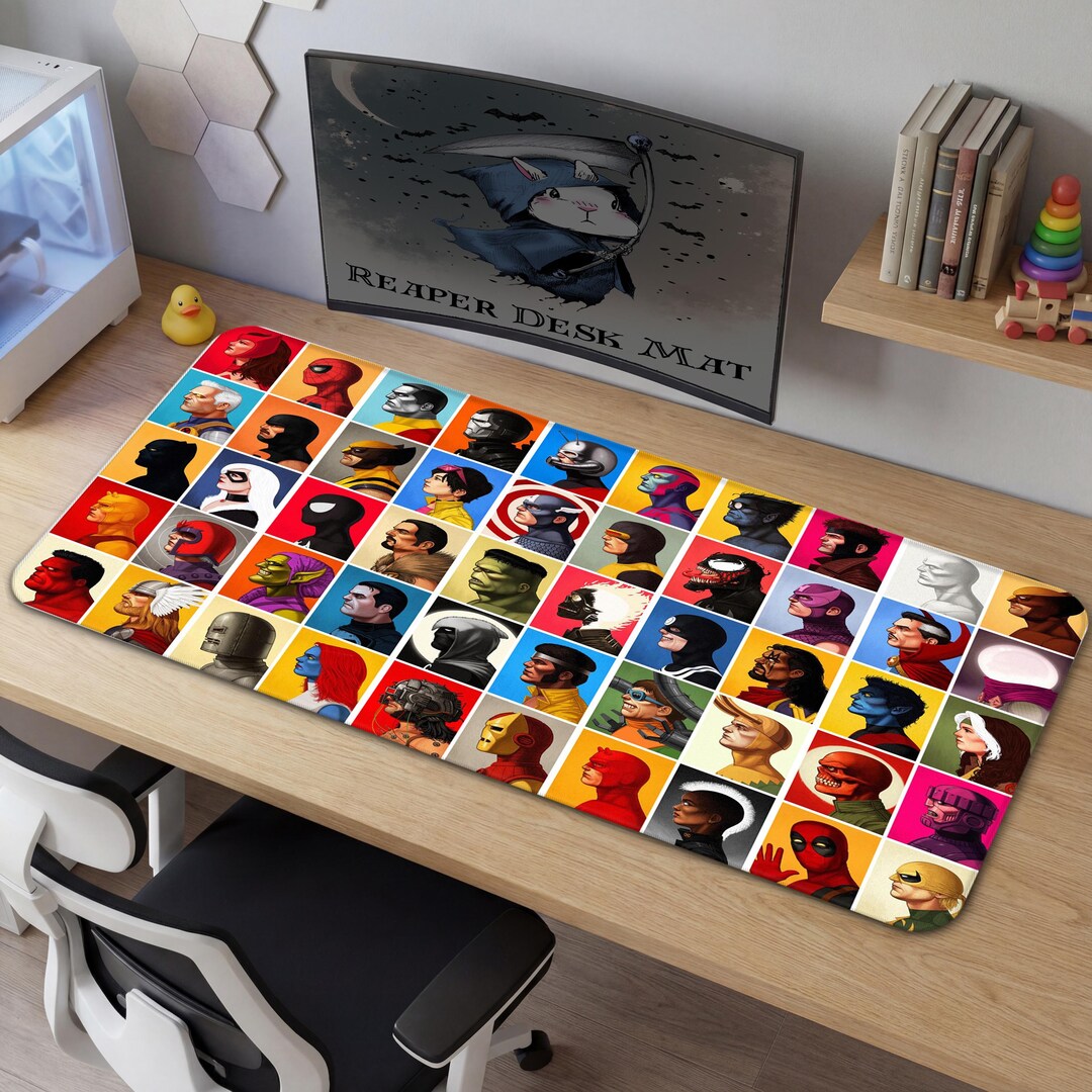 Marvel Heroes Portrait Grid Desk Mat | Retro Comic Style Mouse Pad ...