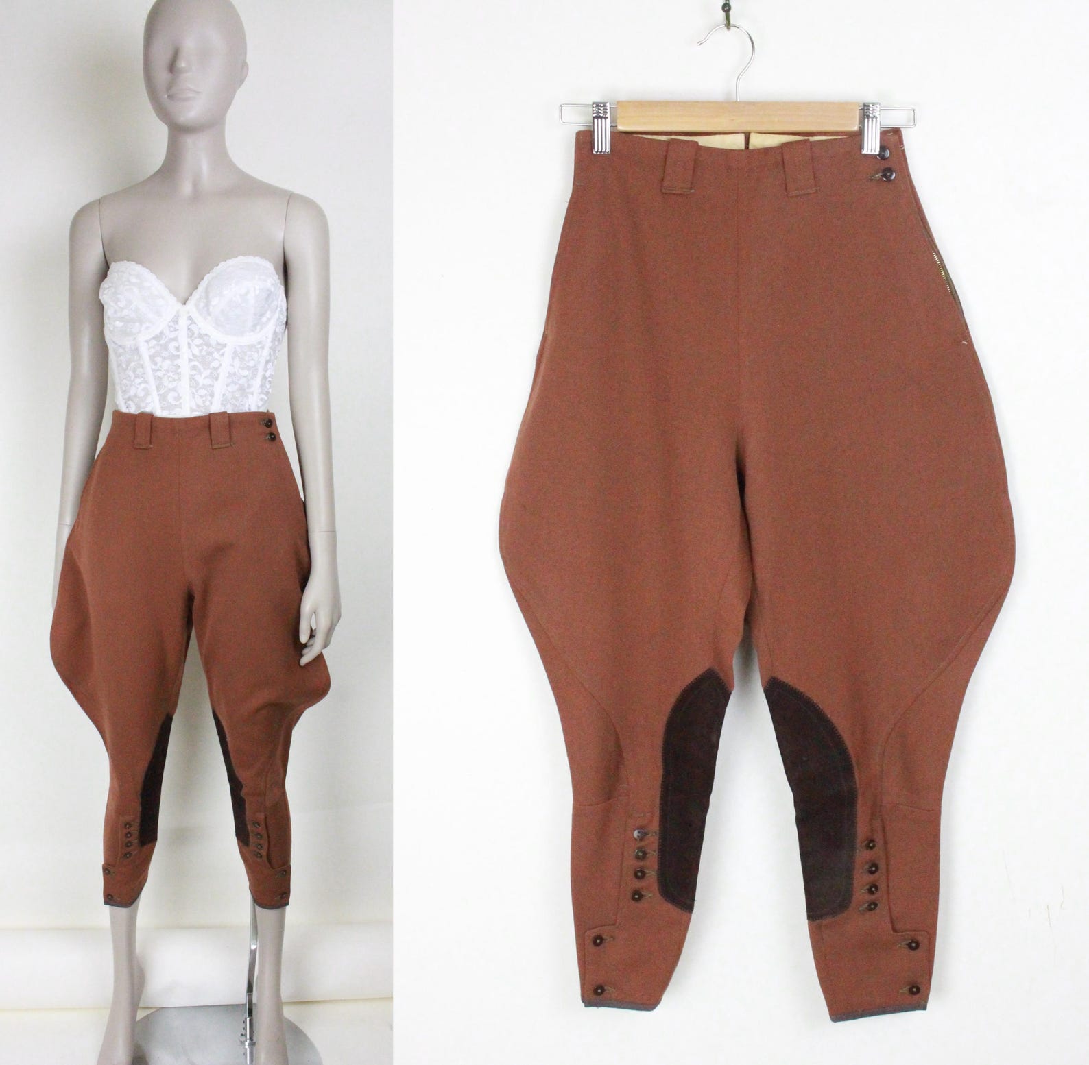 Vintage Wool Jodhpurs // Equestrian Pants // Suede Patches - Etsy