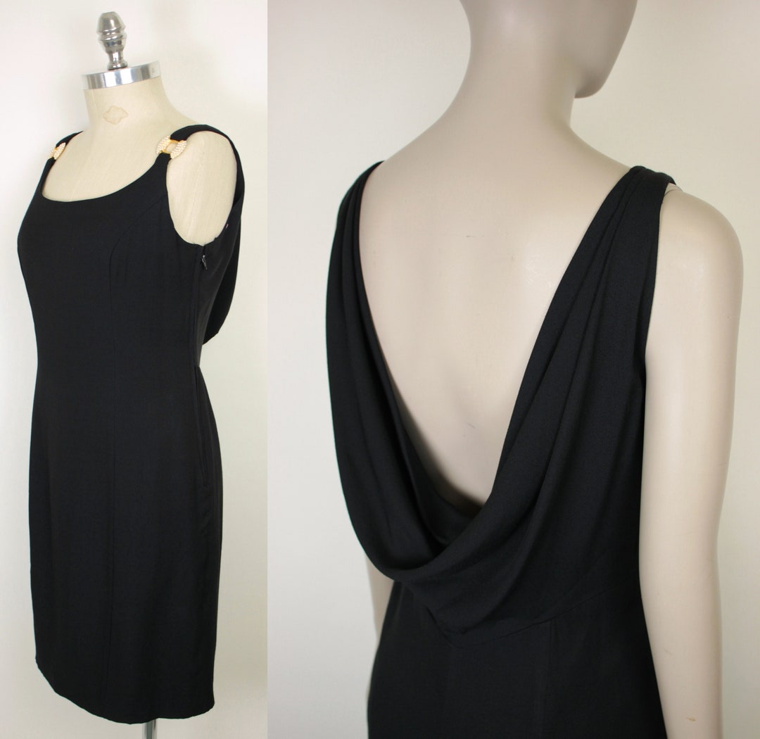 90s Drape Back Dress // Pearl Gold Buckles // Jessica Howard - Etsy