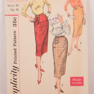 1950s Simplicity 2655 // Belted Sheath Skirts // Waist 30 Hip 40 - Etsy