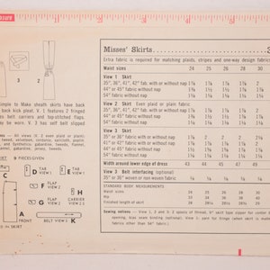 1950s Simplicity 2655 // Belted Sheath Skirts // Waist 30 Hip 40 - Etsy