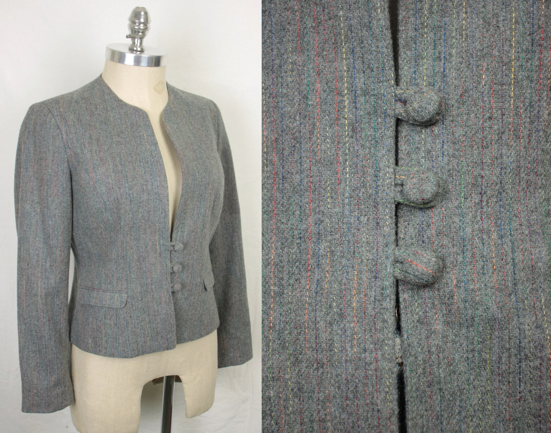 Vtg Nanci Jennifer Wool Blazer // Rainbow Stitching - Etsy