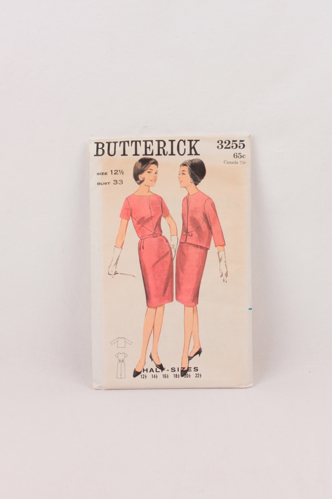 1960s Butterick 3255 // Dress and Jacket in Half Size - Etsy