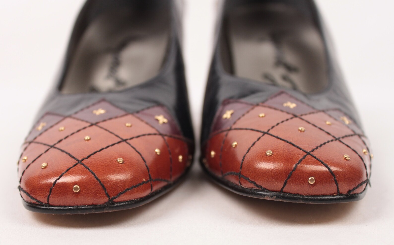 80s Studded Pumps // Multi Color Leather // Size 7.5 | Etsy