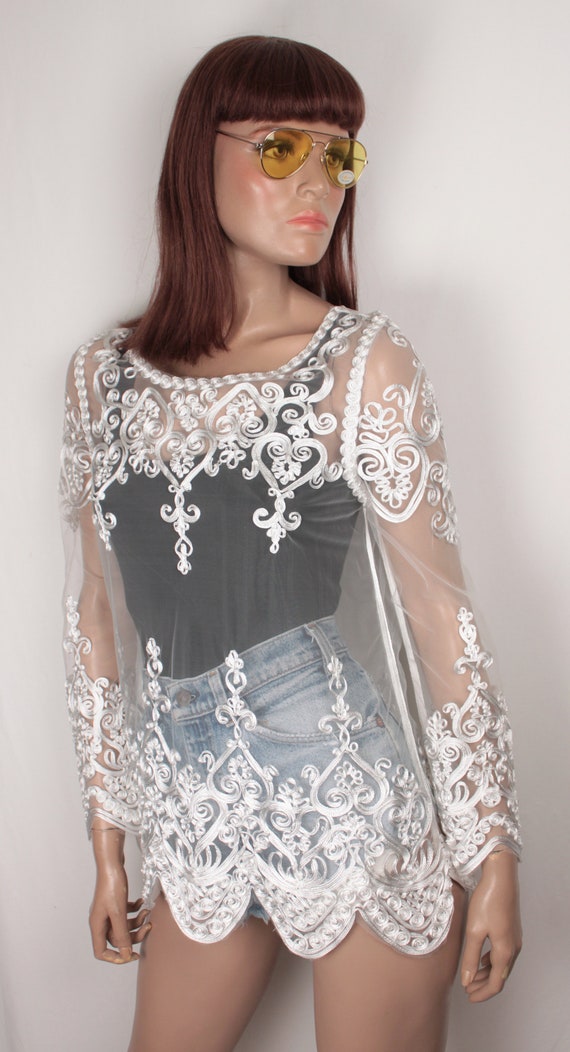 sheer mesh tunic // soutache - Gem