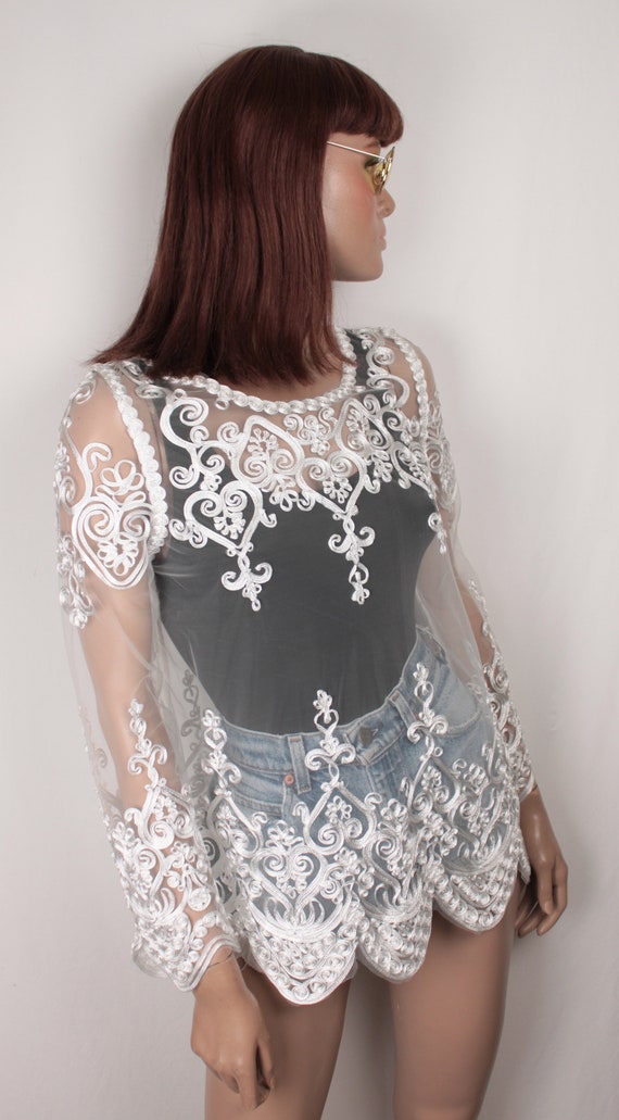sheer mesh tunic // soutache - Gem