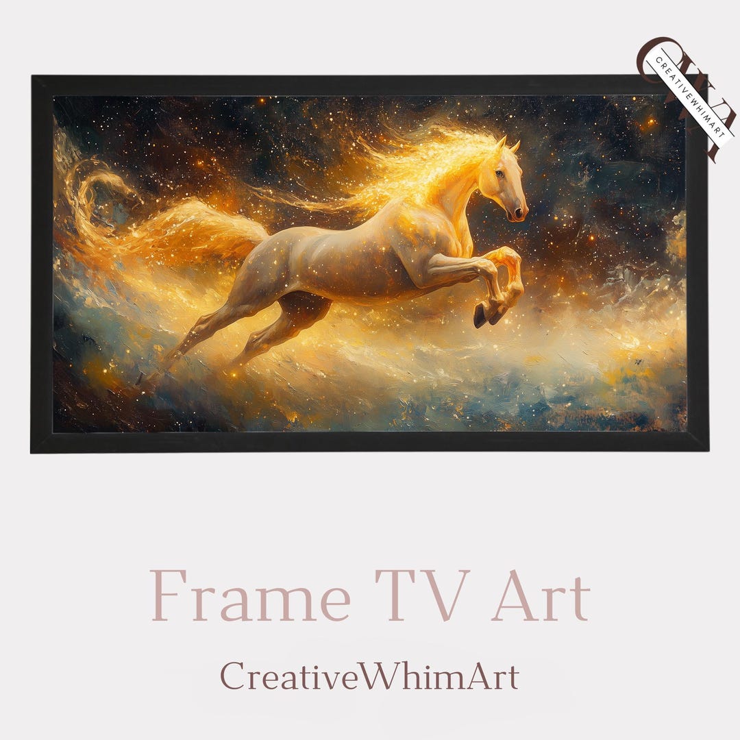 Fantasy Horse Art Frame TV, Celestial Luminous Steed, Dramatic Moody TV ...