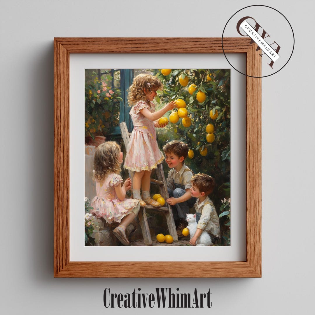 Vintage Lemon Tree Gathering With Children - Cottagecore Family Scene ...