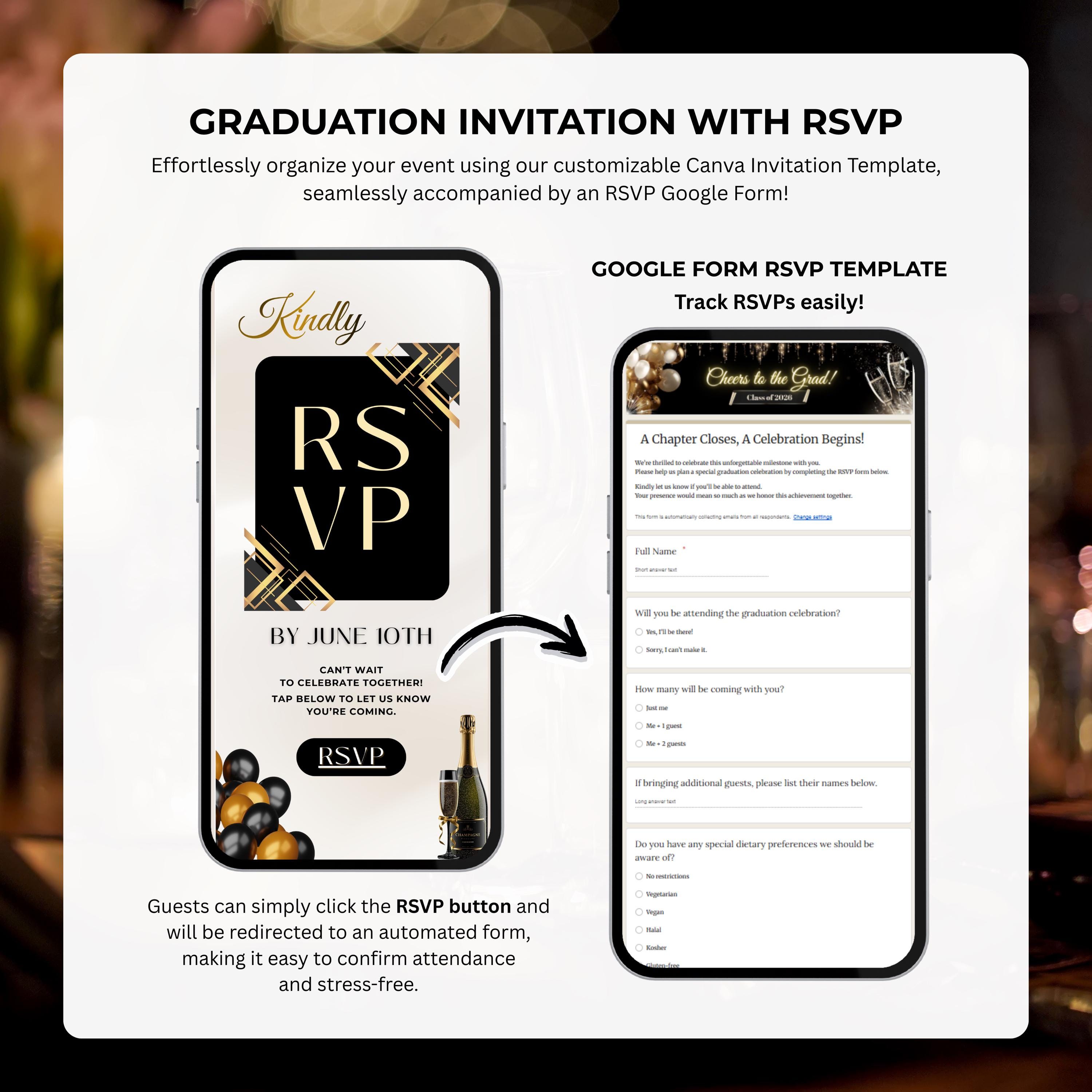 Digital Animated Graduation Invitation Template, Grad Announcement ...
