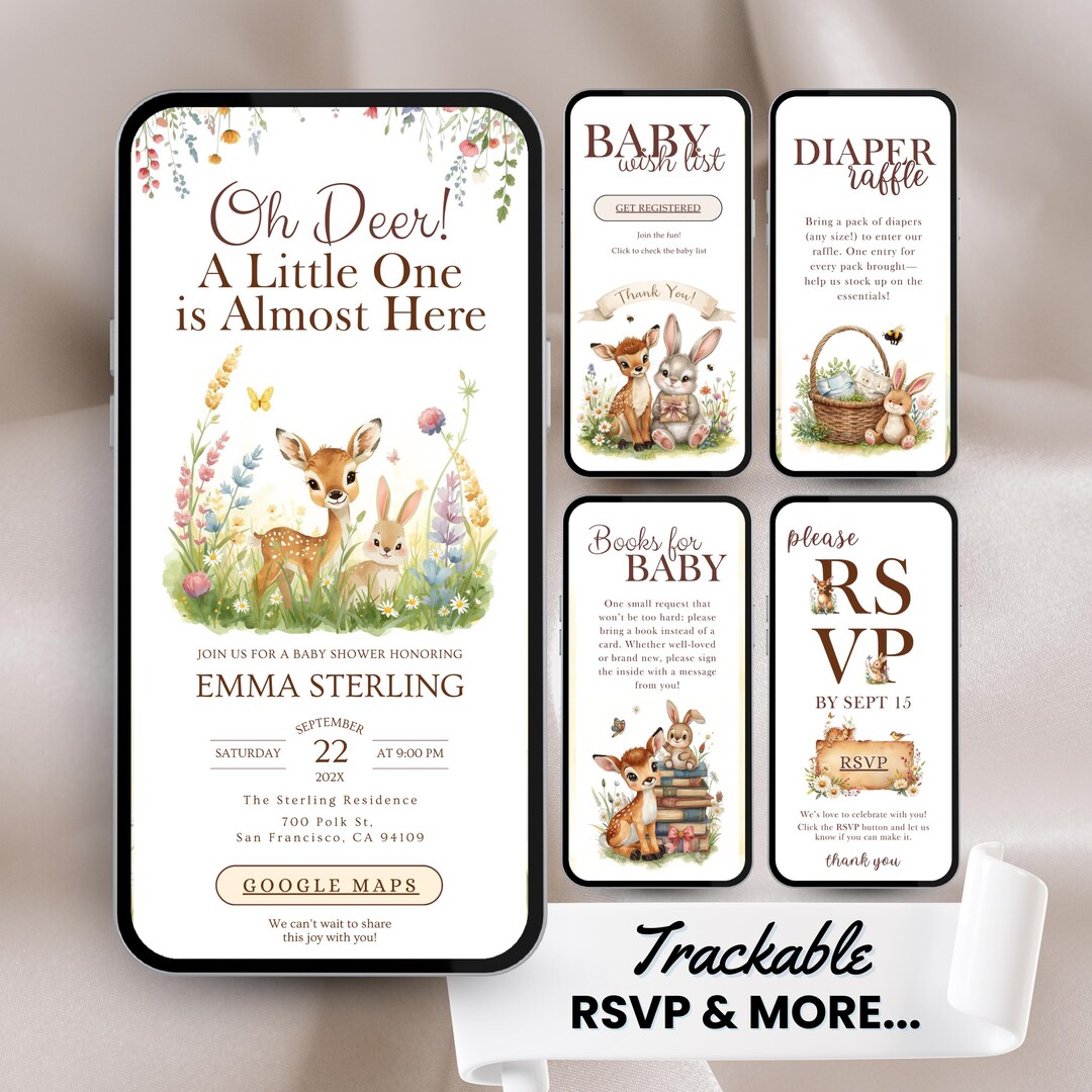 Editable Woodland Animals Baby Shower Invite, Gender Neutral Animated ...