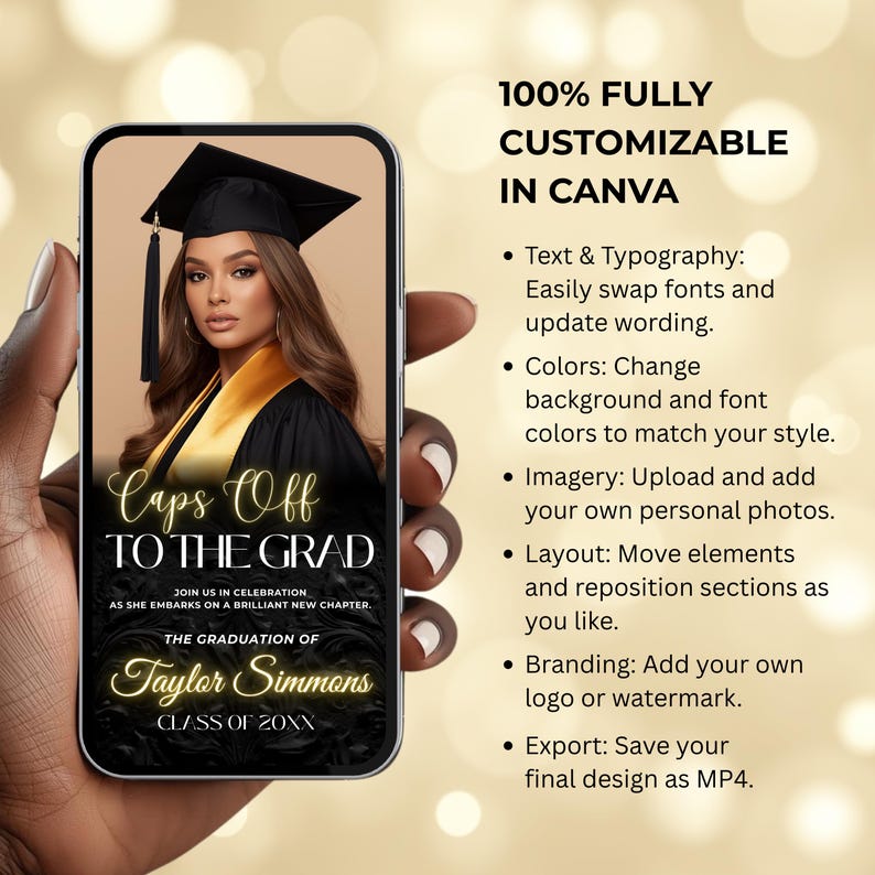 Digital Animated Graduation Invitation Template, Grad Announcement ...