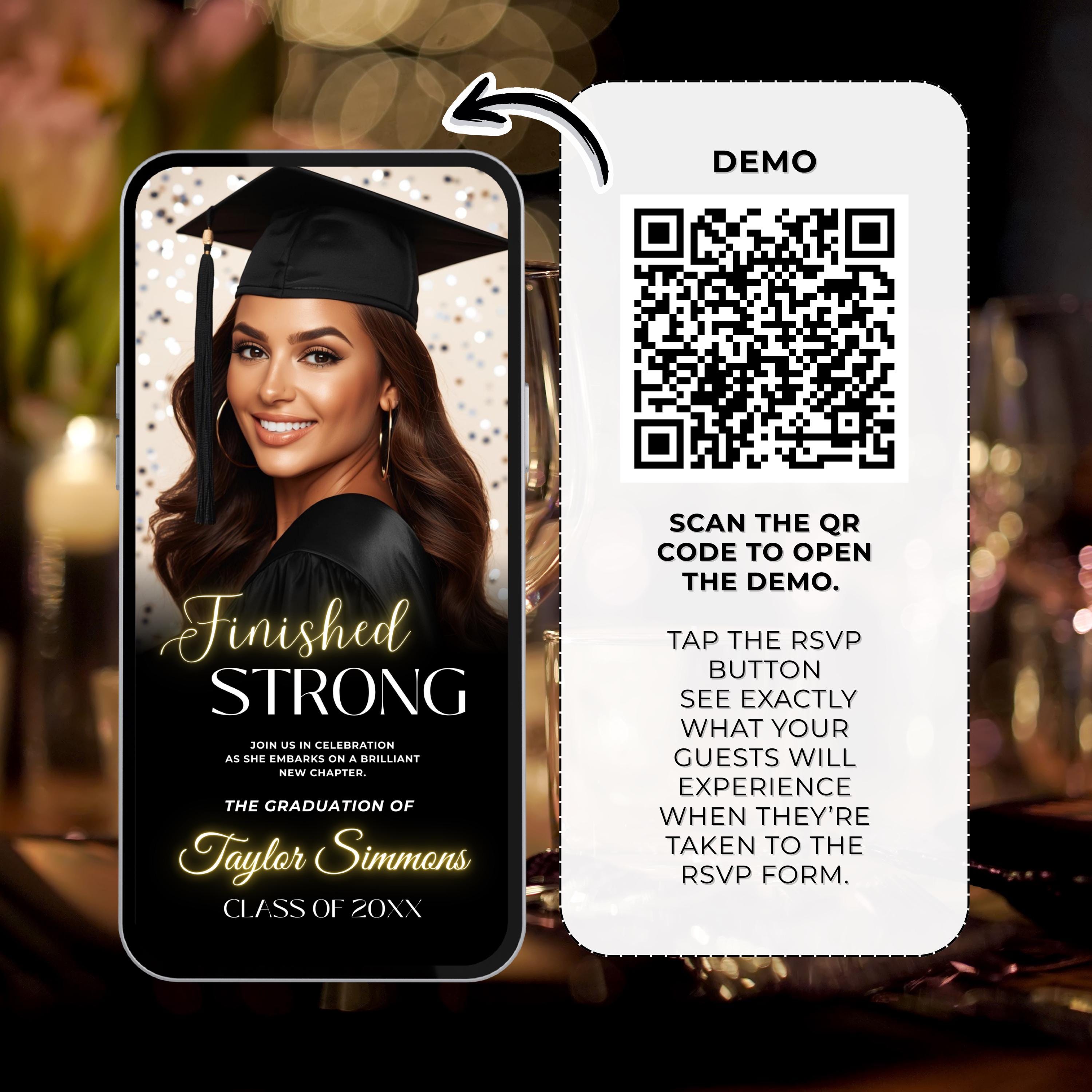 Digital Animated Graduation Invitation Template, Grad Announcement ...