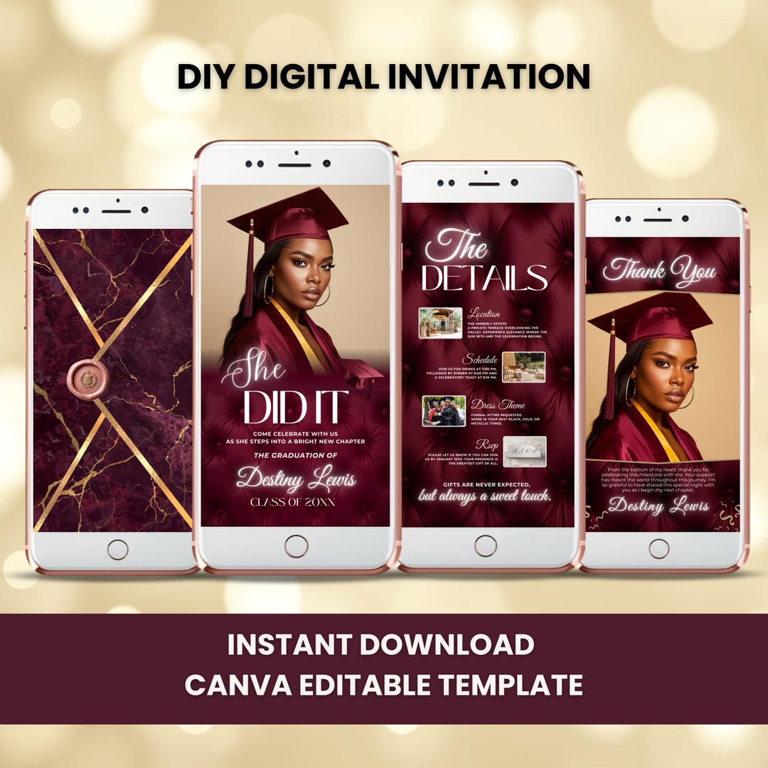 Digital Animated Graduation Invitation Template, Grad Announcement ...