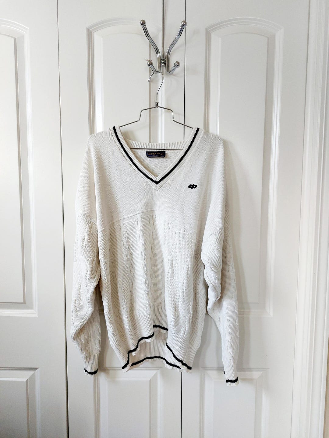 Vintage 80s/90s Tennis Sweater Size Xlarge V-neck Andrew Rohan Made in ...
