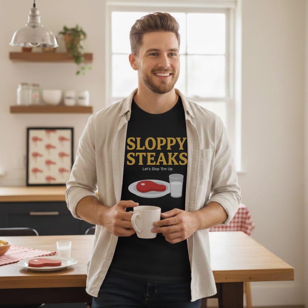 Sloppy Steaks Let’s Slop ’em up PNG: Funny Steak Meme Art BBQ Humor Png ...