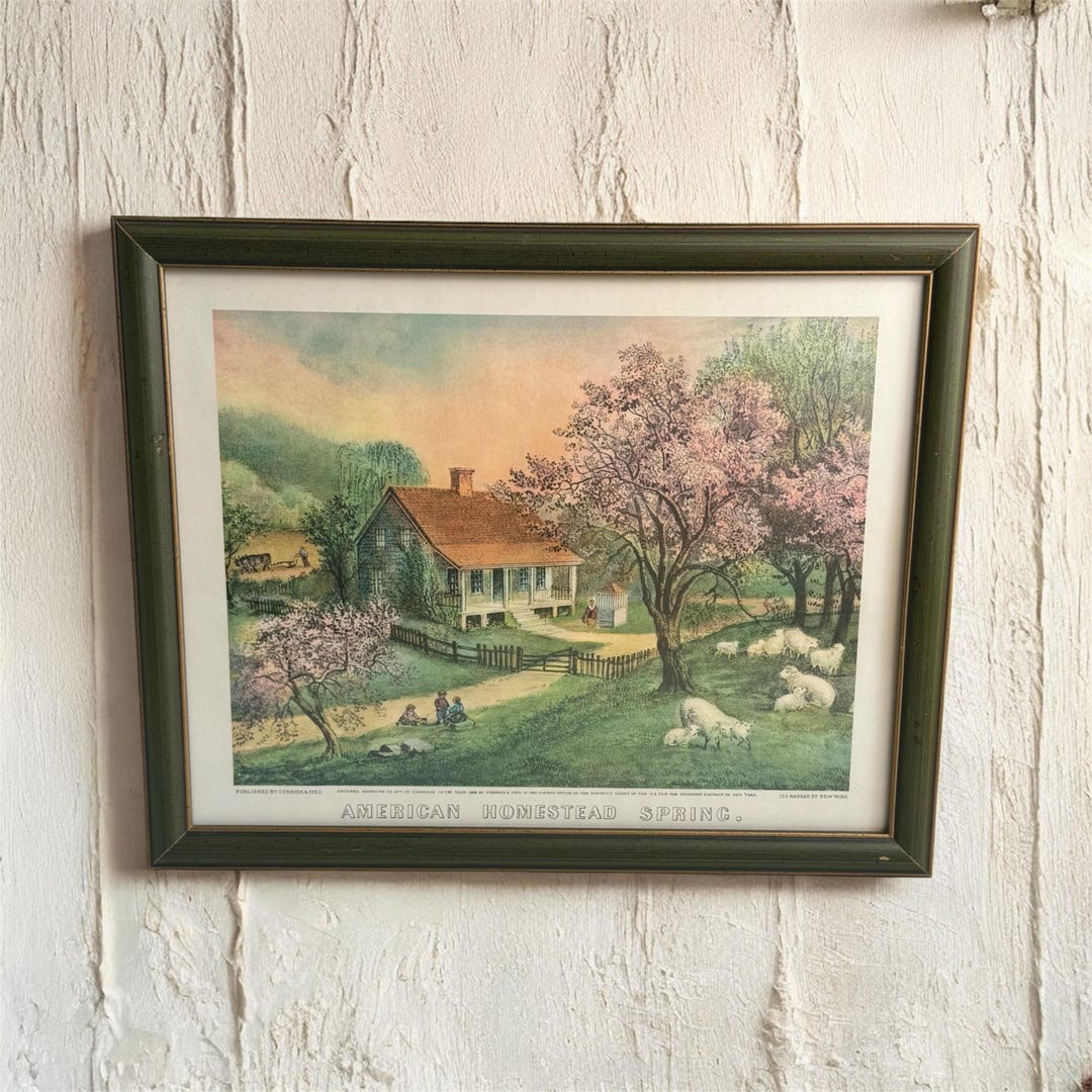Currier & Ives Spring Homestead Print | 19th Century Americana Wall Art ...