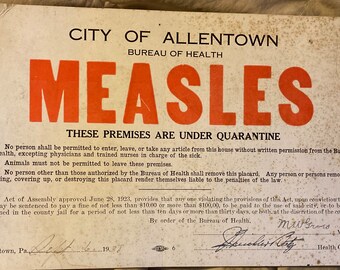 Measles Warning Sign - Etsy