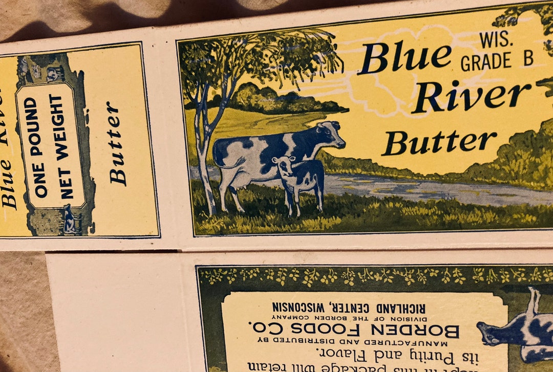 VINTAGE BUTTER BOX 1927 Blue River Butter Borden Foods Wisconsin - Etsy