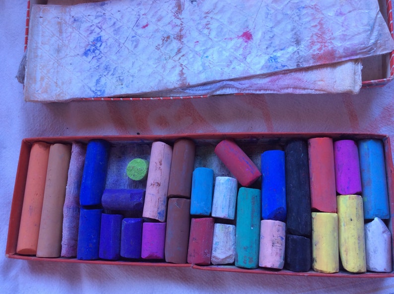 VINTAGE CHALK PASTELS alpha color U s a made art | Etsy