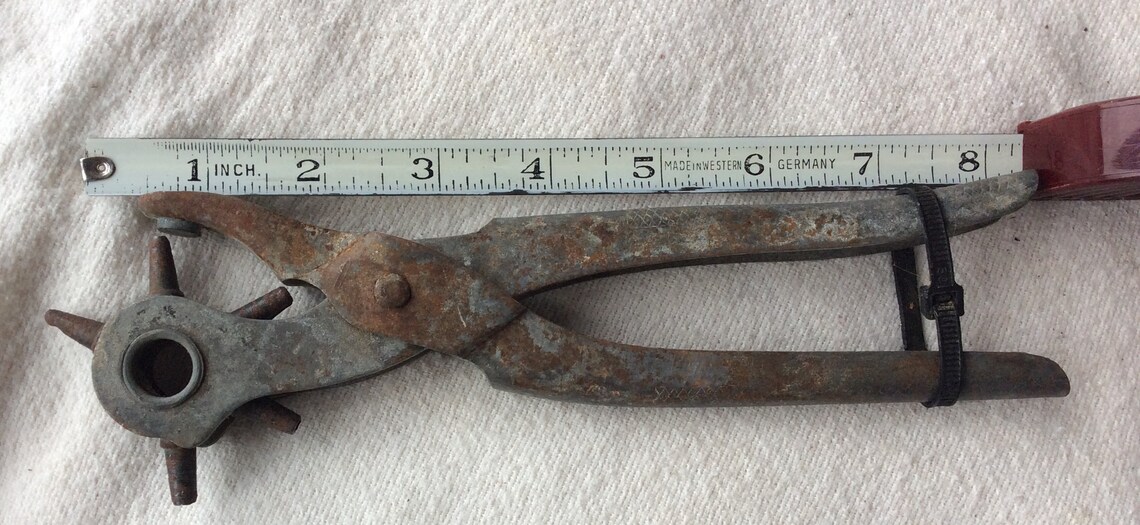 LEATHER PUNCH TOOL vintage rusty hand tool industrial metal | Etsy