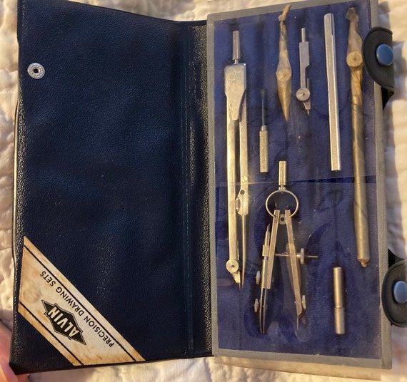 VINTAGE DRAWING SET Alvin Co Drafting Tools Snapping Case - Etsy