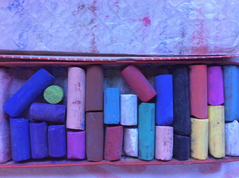 VINTAGE CHALK PASTELS alpha color U s a made art | Etsy