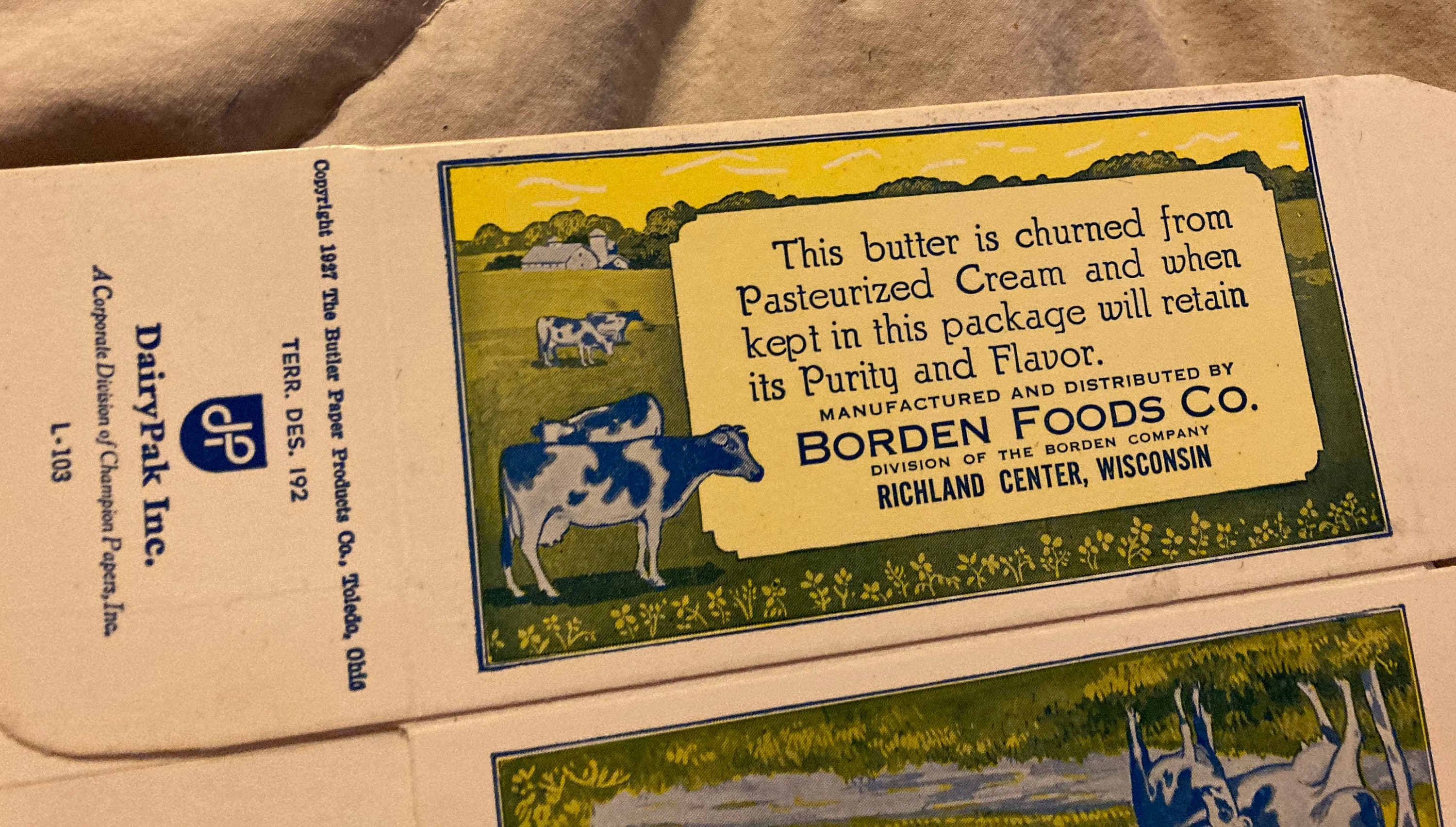 VINTAGE BUTTER BOX 1927 Blue River Butter Borden Foods Wisconsin - Etsy