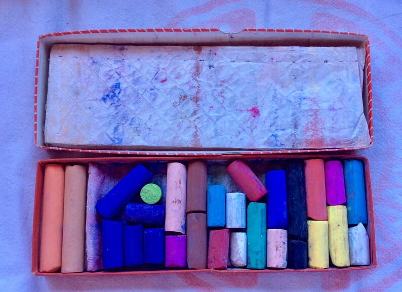 VINTAGE CHALK PASTELS alpha color U s a made art | Etsy