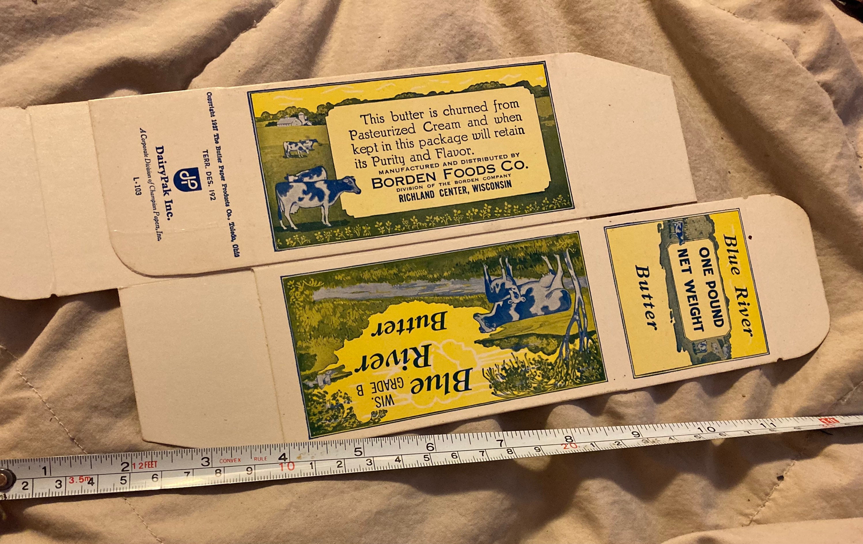 VINTAGE BUTTER BOX 1927 Blue River Butter Borden Foods Wisconsin - Etsy