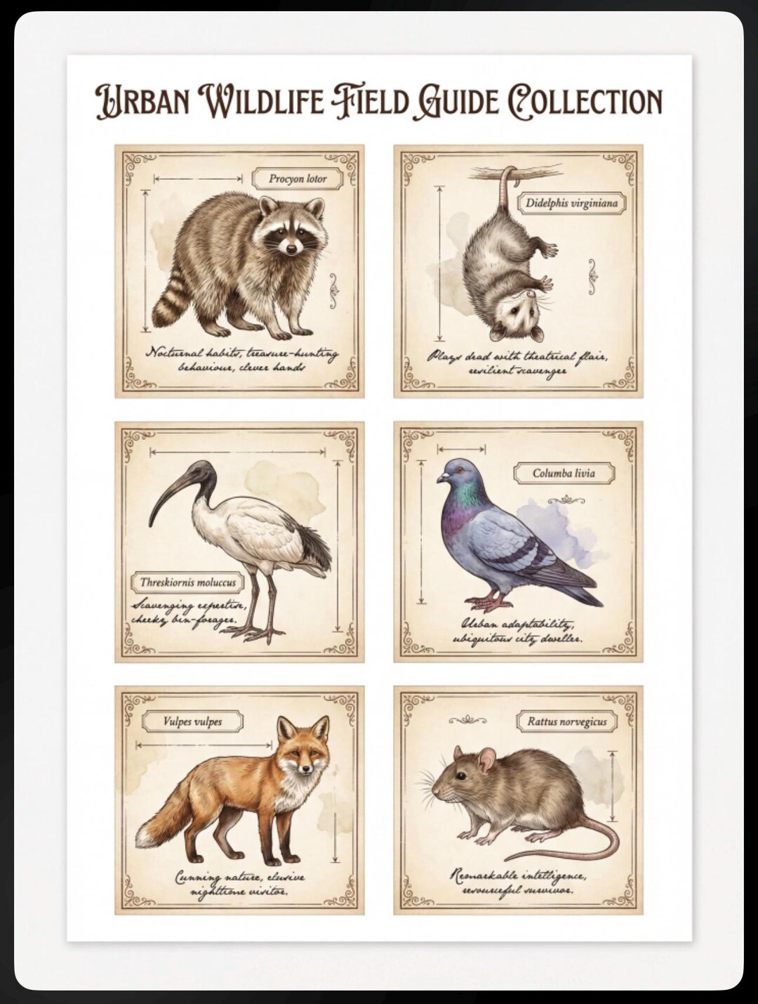 Urban Wildlife Field Guide | Printable Ephemera | Digital Download ...
