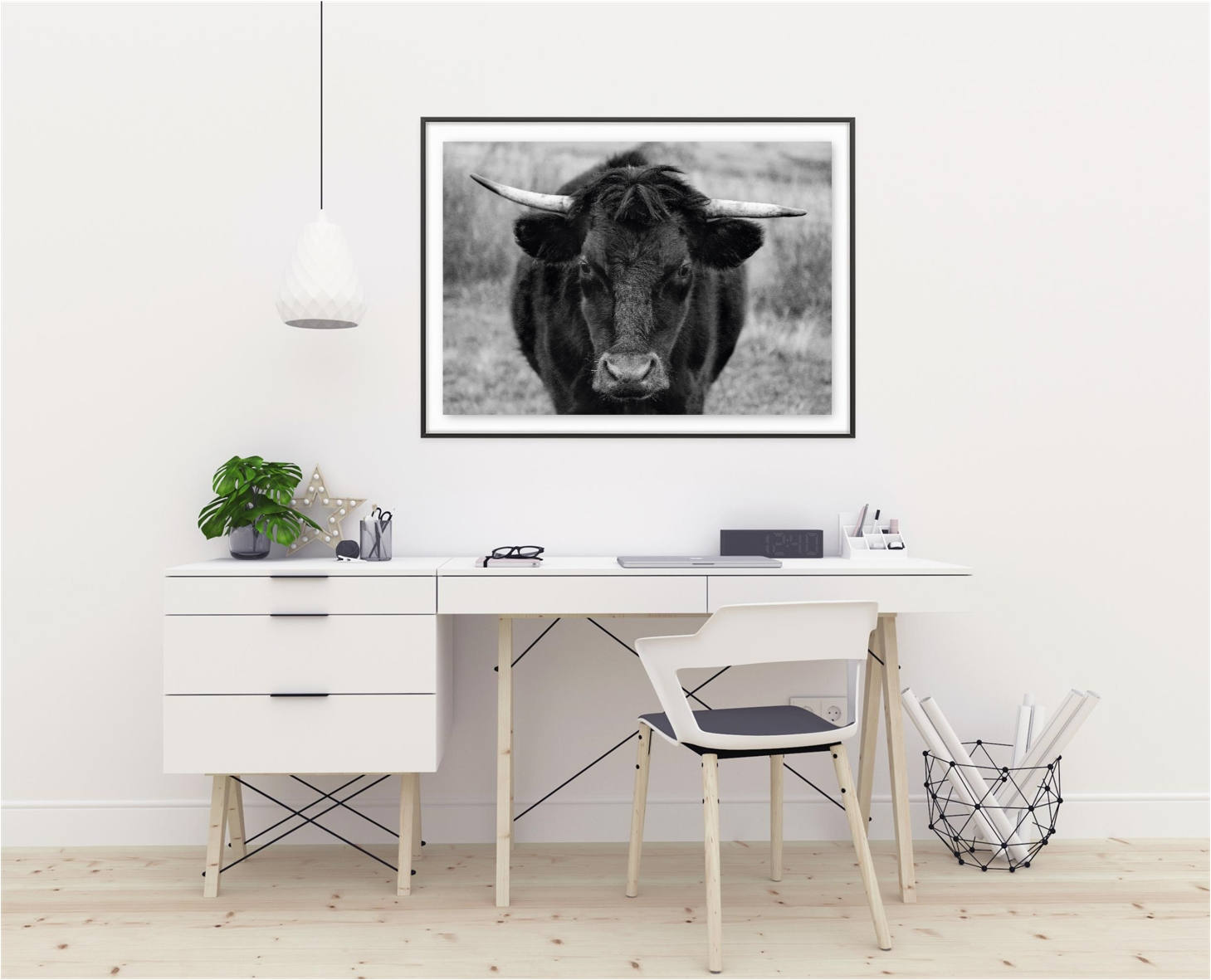 Black and White Cow Face Print - Etsy