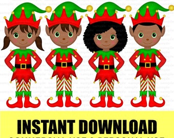 Hispanic Santa Elves Clipart - Etsy