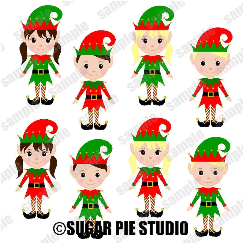 Elf Christmas Elves Holiday Clip Art Set, Digital Clipart Personal and ...