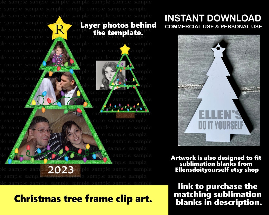 Christmas Tree Frame Clip Art - Ornament Design - Christmas Digital ...