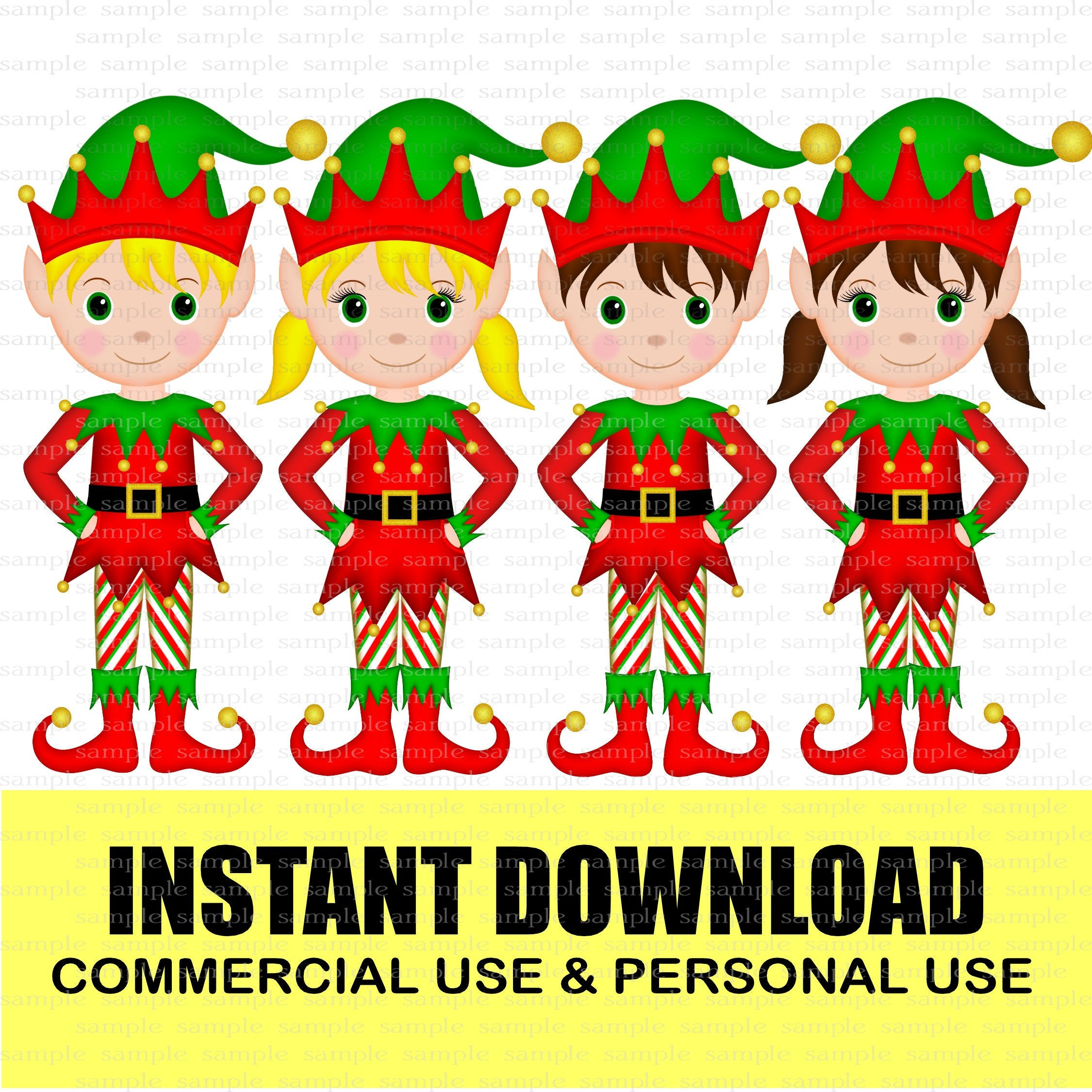 Elf Clipart, Christmas Clipart, Elves, Cute Elf Sublimation Designs ...