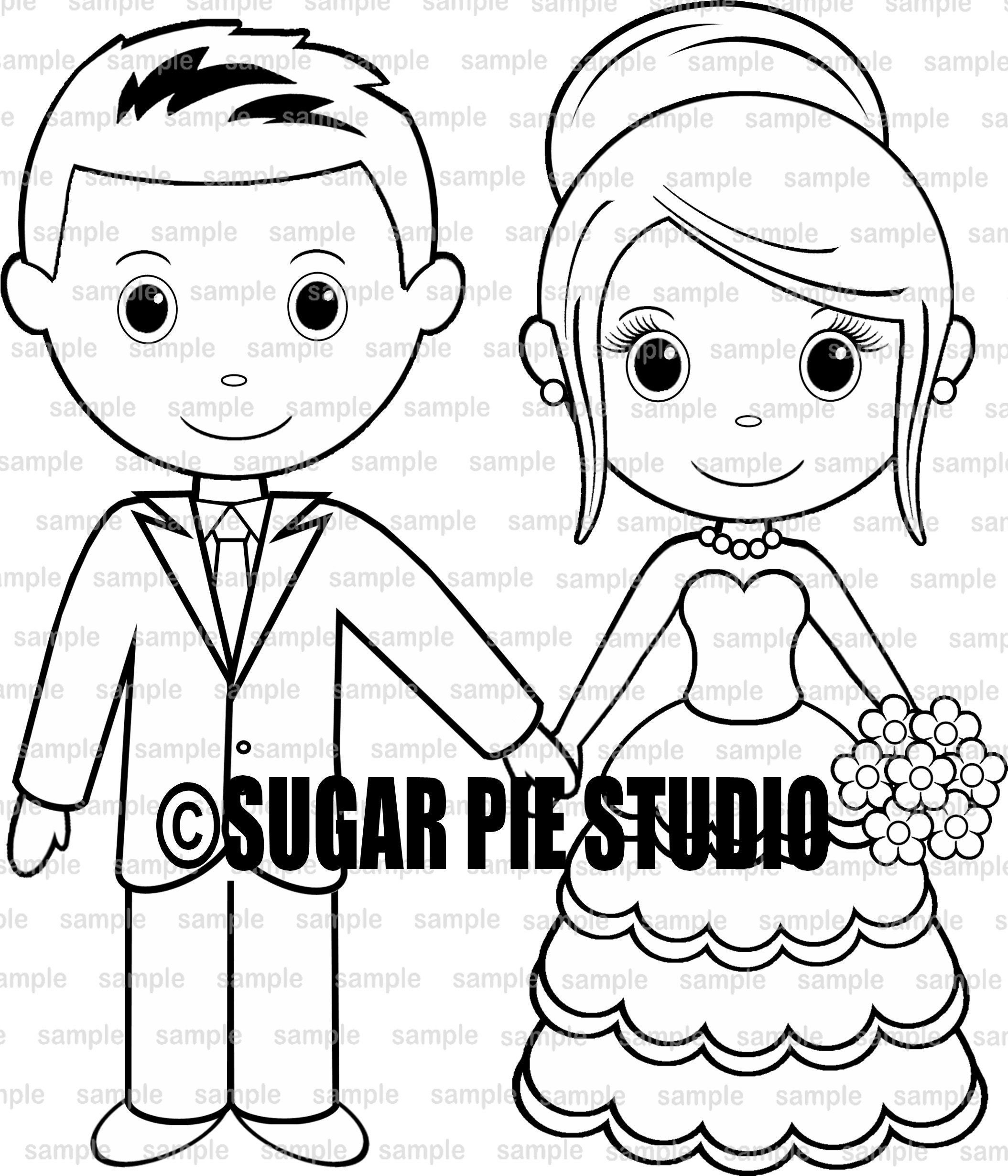 Wedding Bride Groom Clip Art Black and White Digital Stamp - Etsy