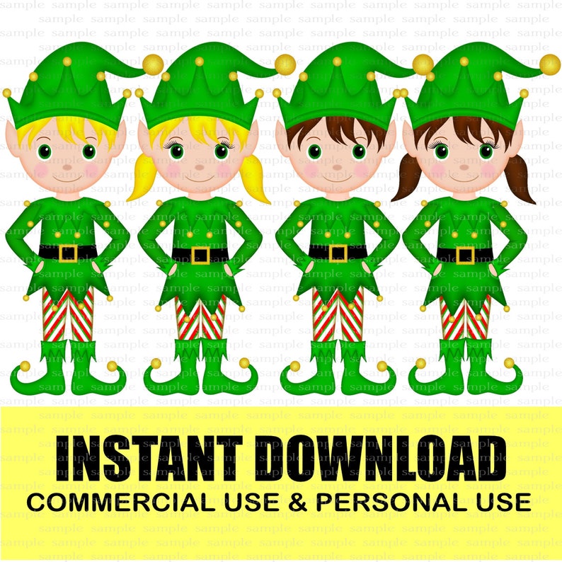 Elf Clipart Christmas Clipart Elves Cute Elf Sublimation Etsy