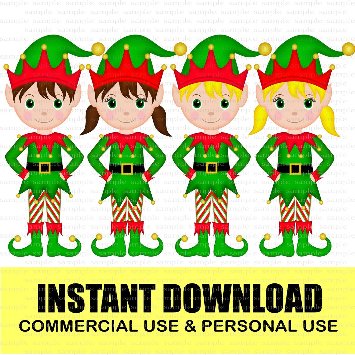Elf Clipart, Christmas Clipart, Elves, Cute Elf Sublimation Designs ...