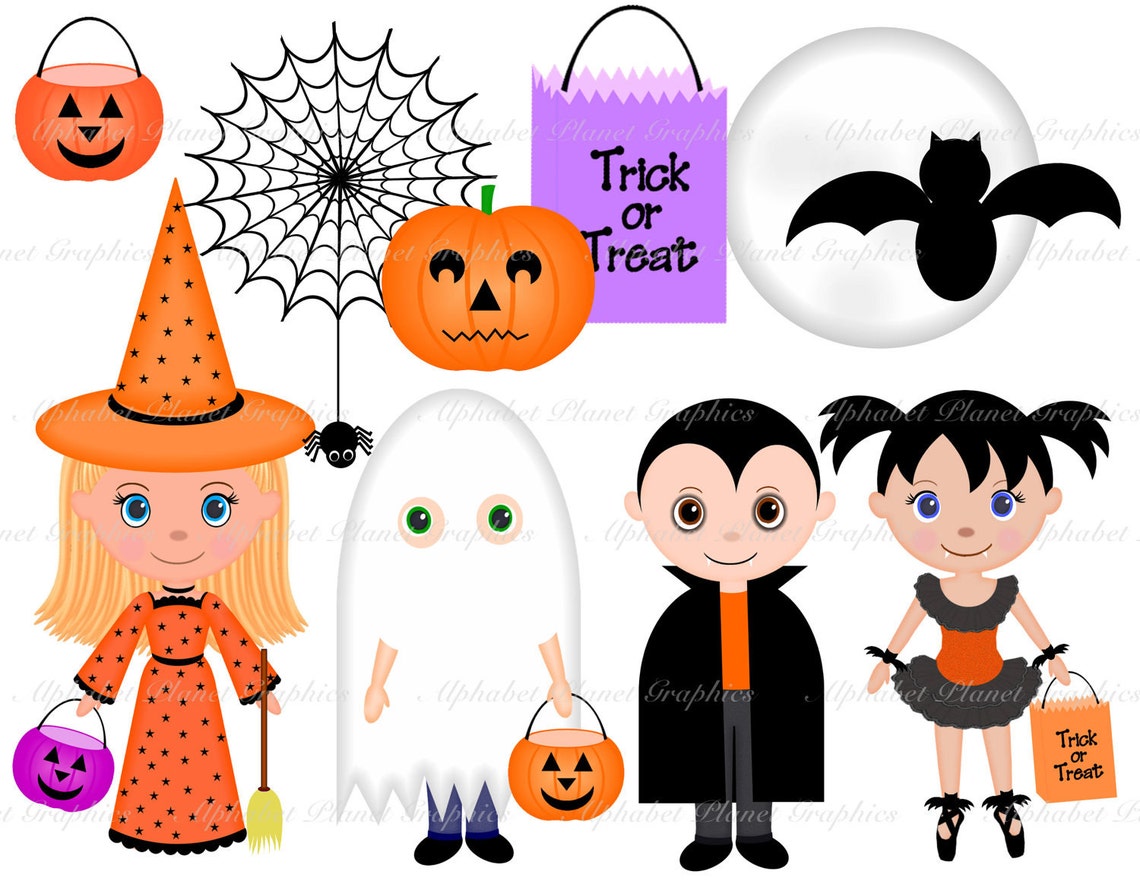 Halloween Costumes Kids Digital Clip Art Set Clipart Personal - Etsy