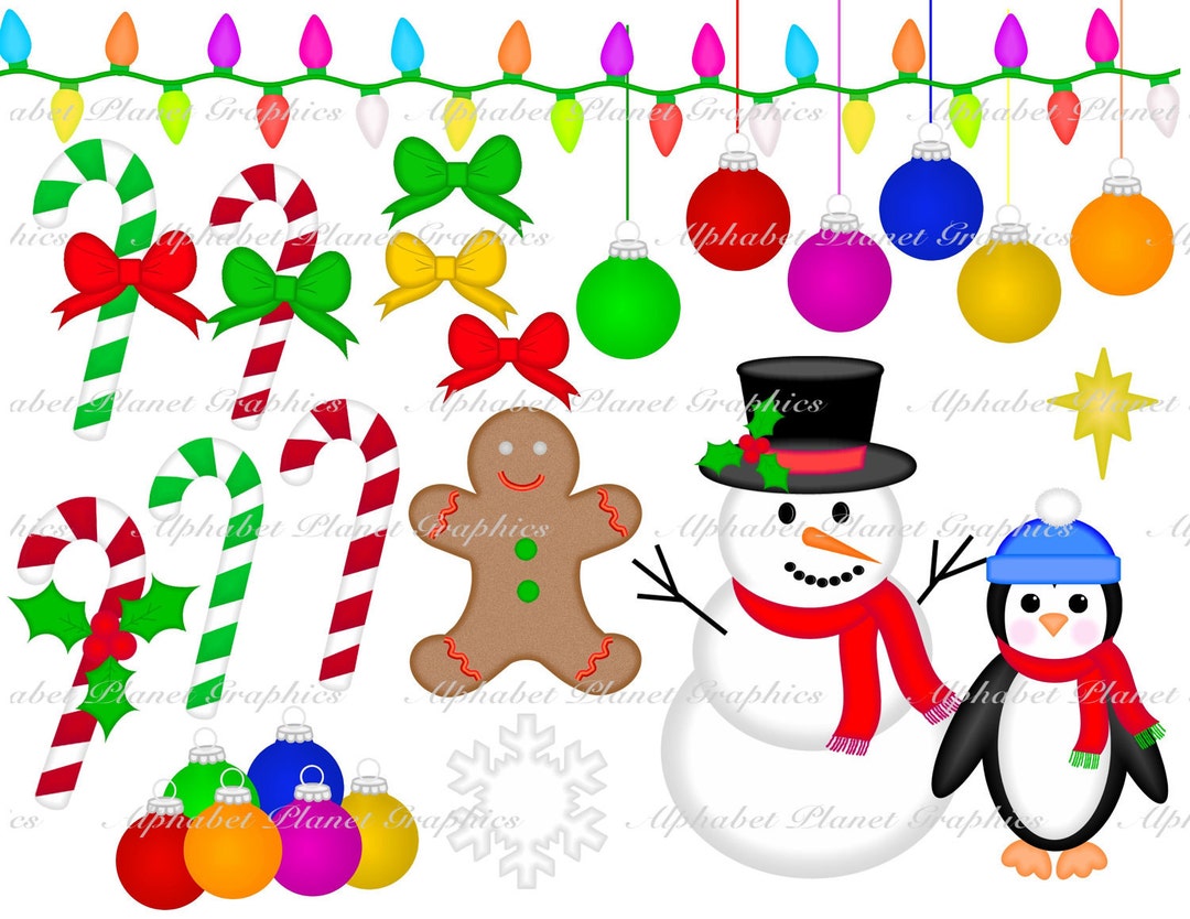Christmas Holiday Digital Clip Art Set, Graphics Clipart Personal and ...
